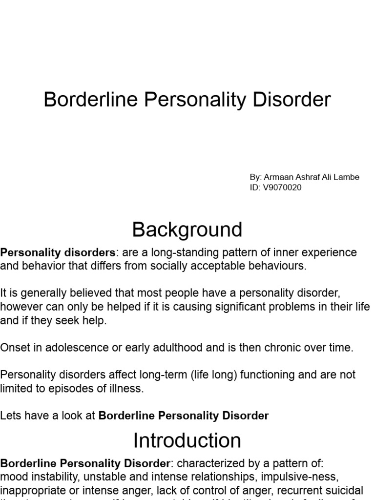 Borderline Personality Disorder | PDF | Borderline Personality Disorder ...