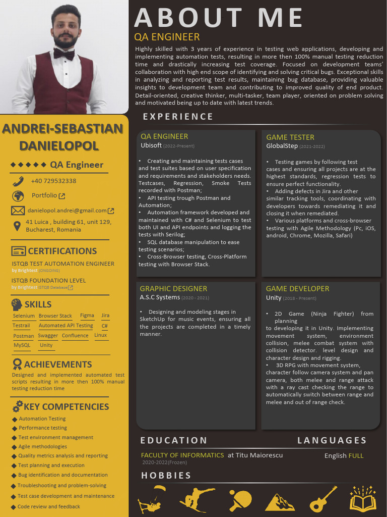 Andrei-Sebastian Danielopol Resume | PDF | Software Testing | Software ...