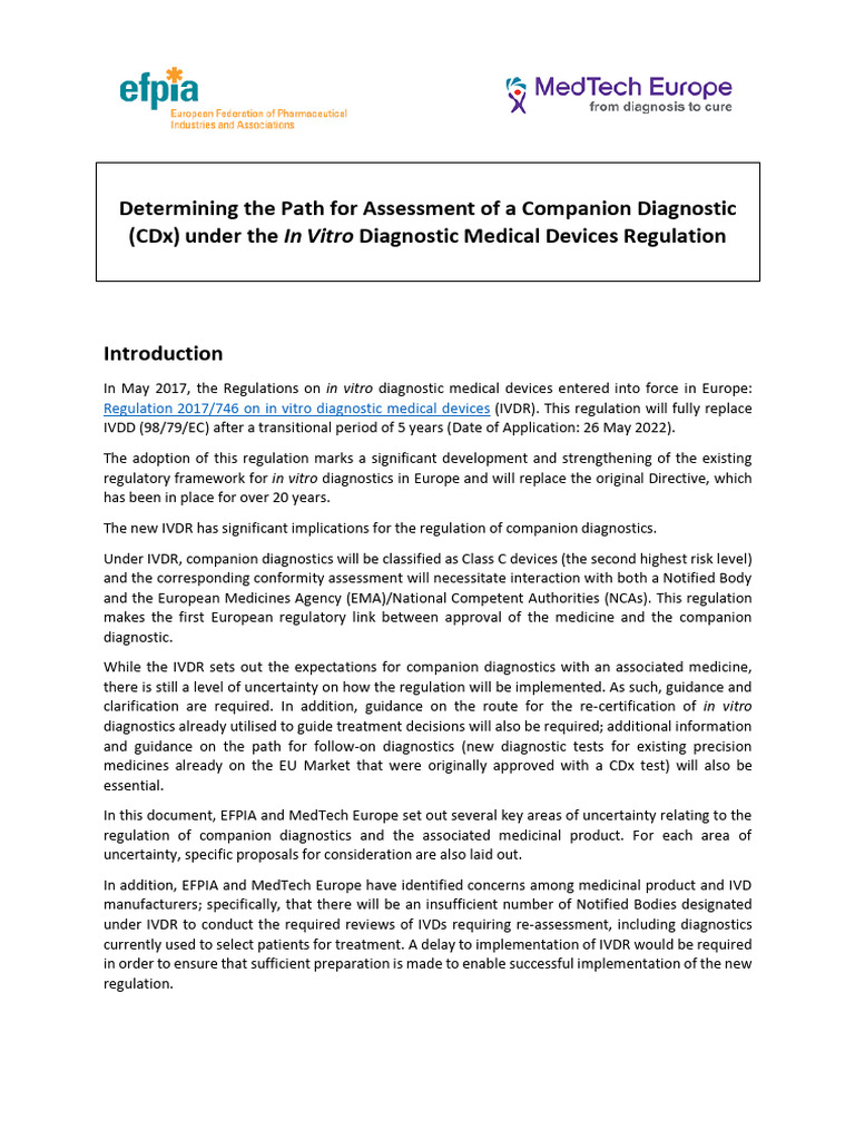 Assessment CDX Ivdr | PDF | Medical Device | Food And Drug Administration