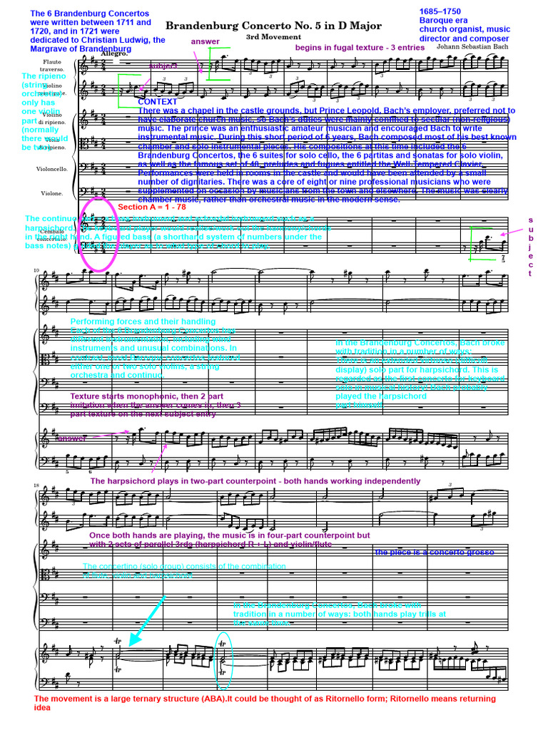 Score Analysis | PDF | Concerto | Johann Sebastian Bach