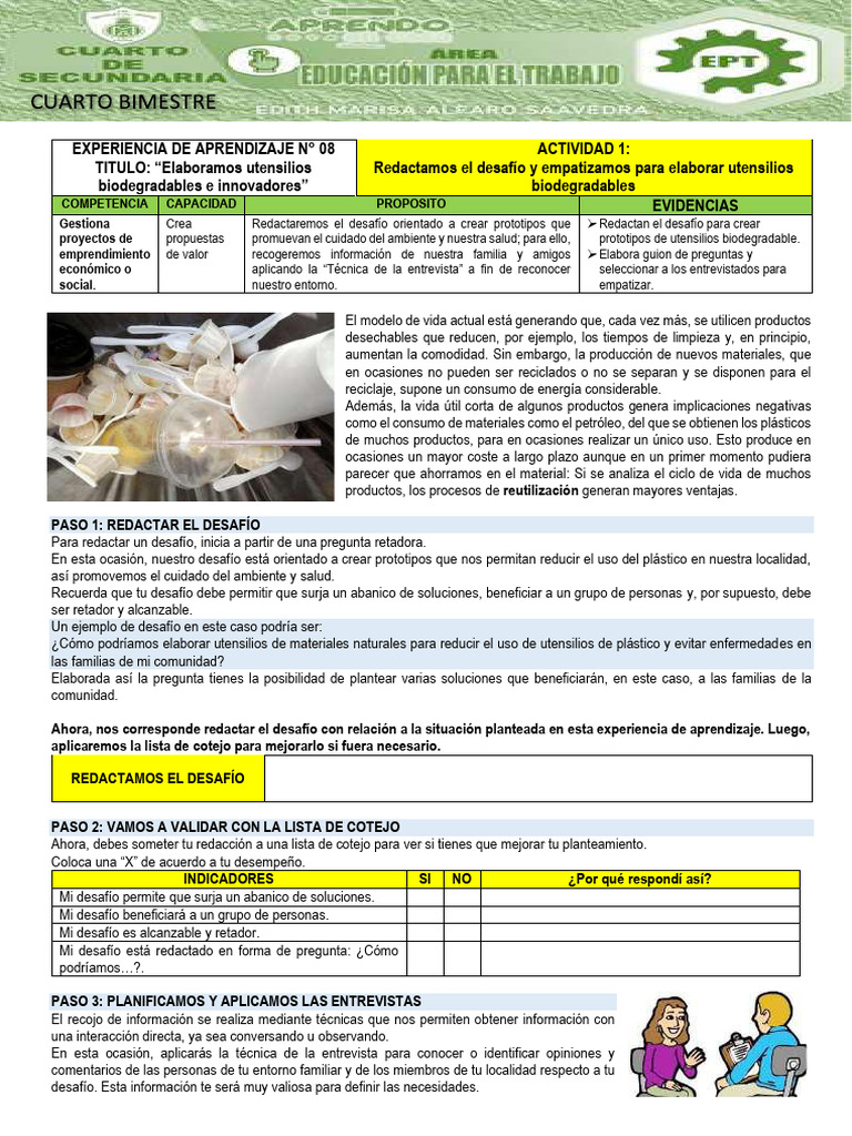 EdA 8 Toodas Las Fichas | PDF | El plastico | Aprendizaje