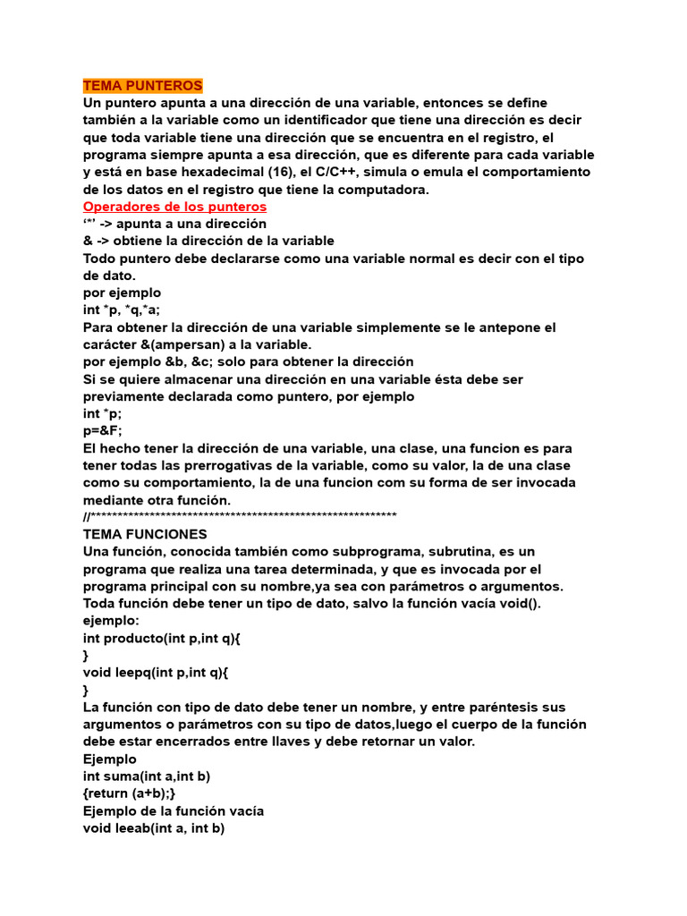 Punt Eros | PDF | Puntero (Programación de computadora) | Variable (informática)