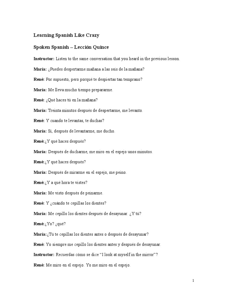 Spanish Lesson 15 | PDF | Relaciones personales, crianza y desarrollo ...