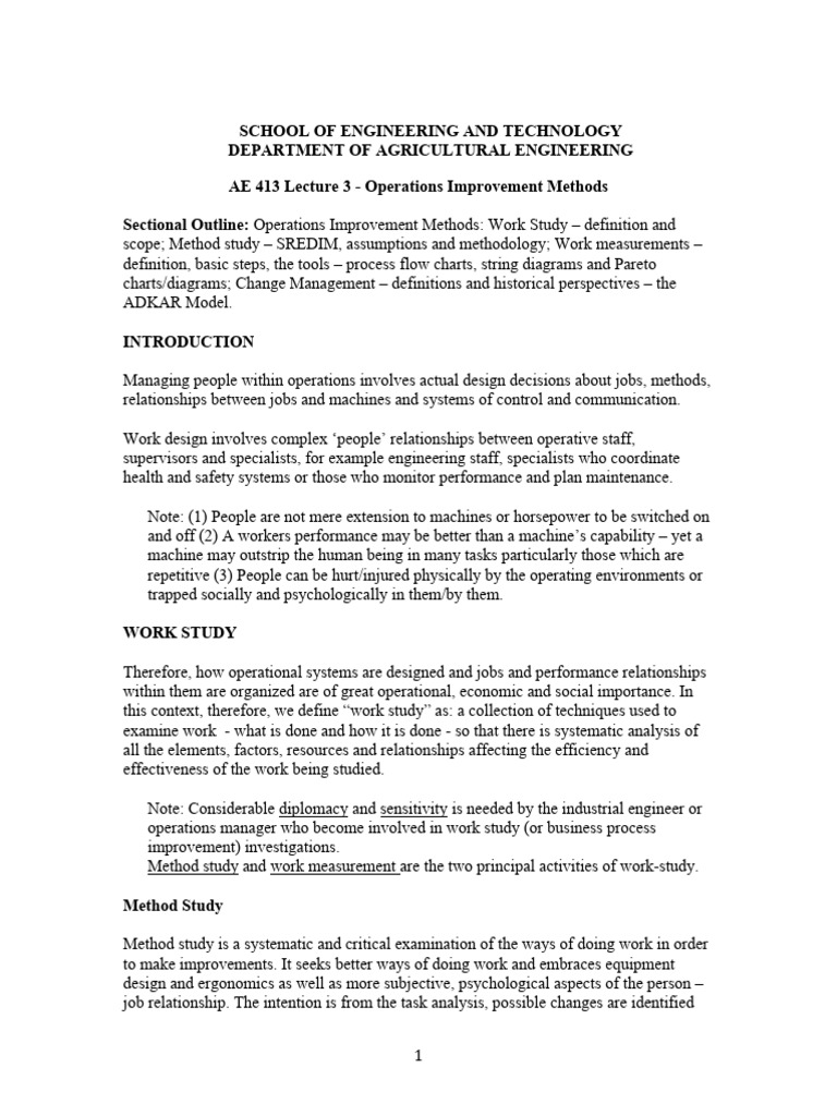 AE 413 Lecture 3 - Operations Improvement Methods 2023-2024 | PDF ...