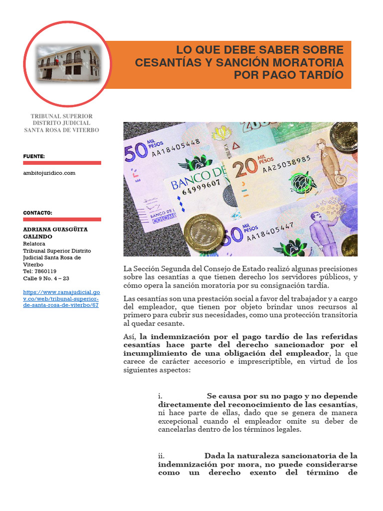 Lo Que Debe Saber Sobre Cesantías y Sanción Moratoria Por Pago Tardío | PDF | Estatuto de ...