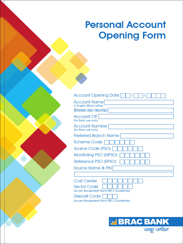 Personal Account Opening Form 20240129 | PDF | Banks | Cheque
