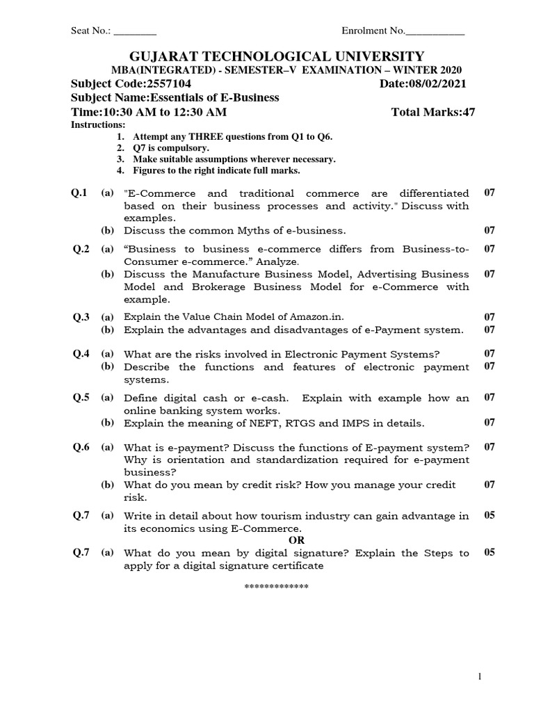 Essentials of E-Business Exam 2020 | PDF | Electronic Business | E Commerce