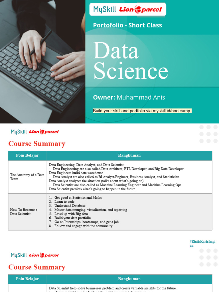 MySkill X Lion Parcel - Short Class Data Science Fundamental | PDF | Data Science | Machine Learning