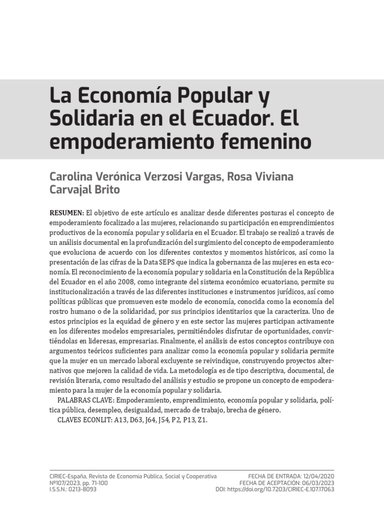 La Economía Popular y Solidari | PDF | Empowerment | Labour Economics