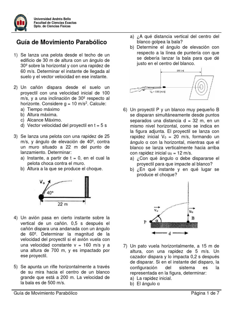 Guia Cinematica Proyectiles v02 | PDF | Proyectiles | Cinemática
