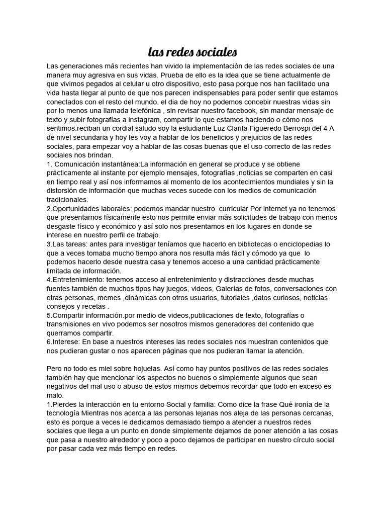 Las Redes Sociales | PDF | Información | Redes sociales