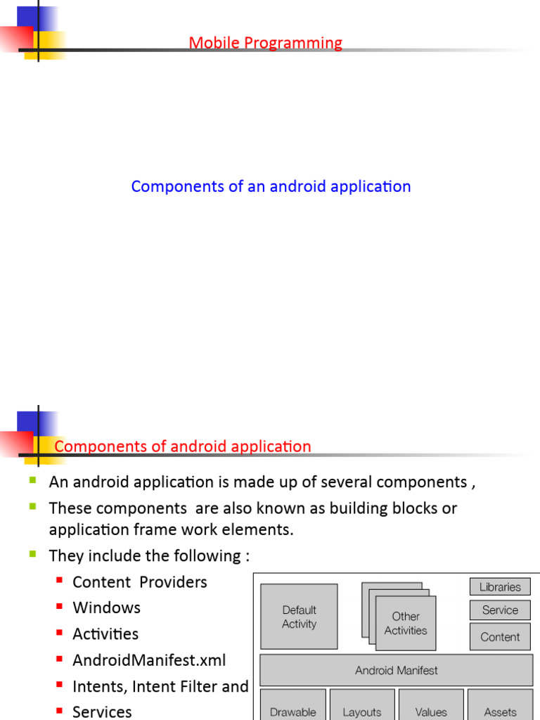 Lecture07 Components Of Android Application Pdf Android Operating System Databases