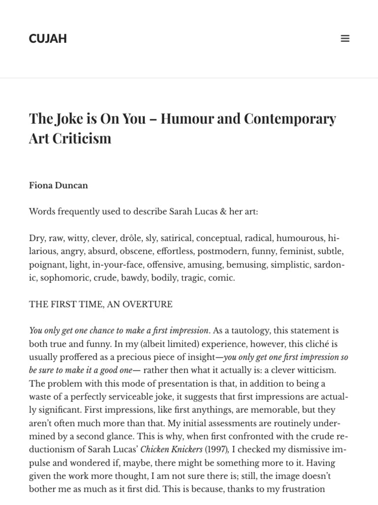 The Joke is On You - Sarah Lucas | PDF | Jokes | Humour