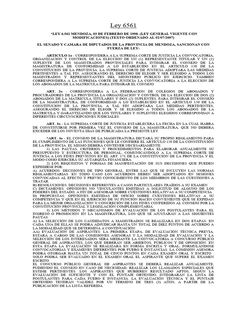 Ley 6561 Reg Art 150 CP | PDF | Evaluación | Justicia