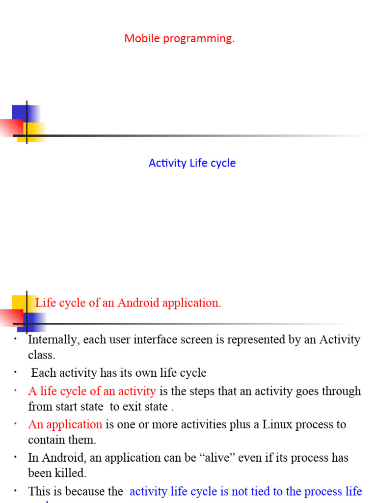 Lecture10_Activity life cycle | PDF | Method (Computer Programming) | Android (Operating System)