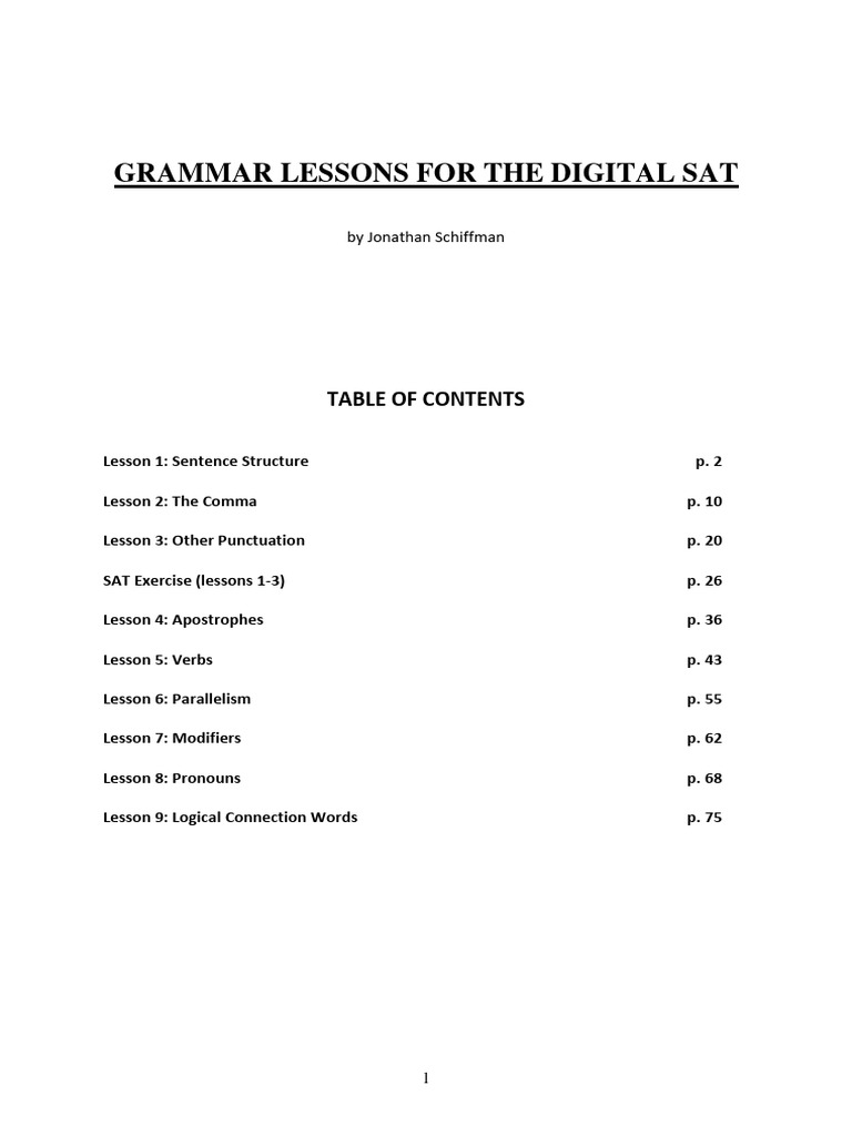 DIGITAL SAT Grammar Lessons | PDF | Linguistics | Syntax
