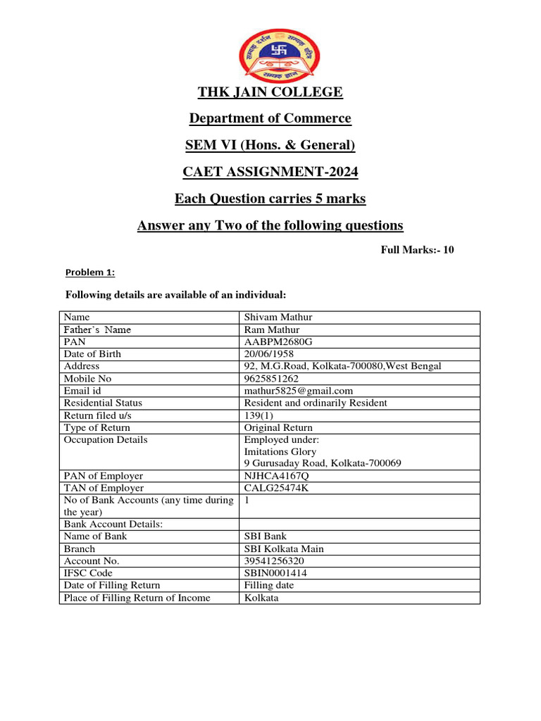 Caet Assignment | PDF | Financial Services | Taxes