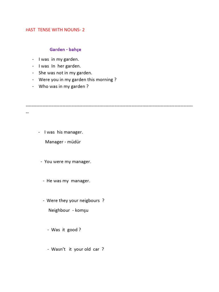 Past Tense With Nouns - 2 | PDF