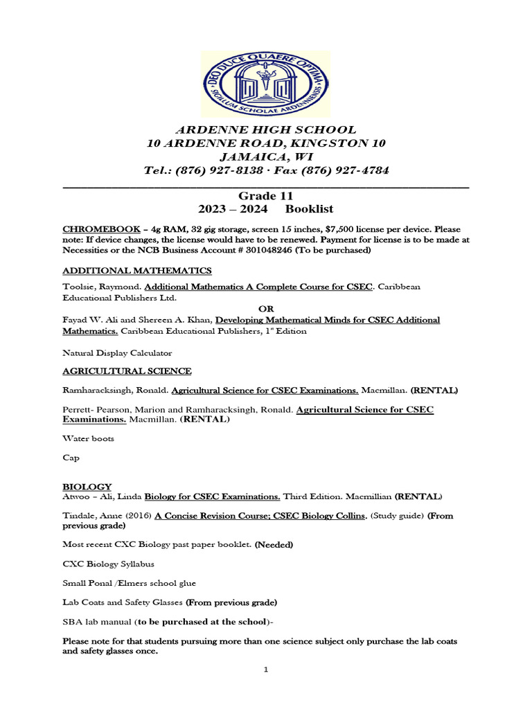 Grade 11 Booklist 2023-2024 | PDF | Teaching Methods & Materials ...