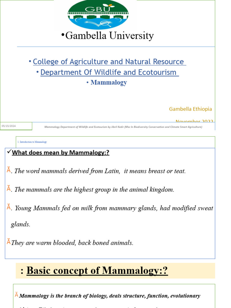 Mammalogy Overview: Characteristics & Evolution | PDF | Mammals | Reptile