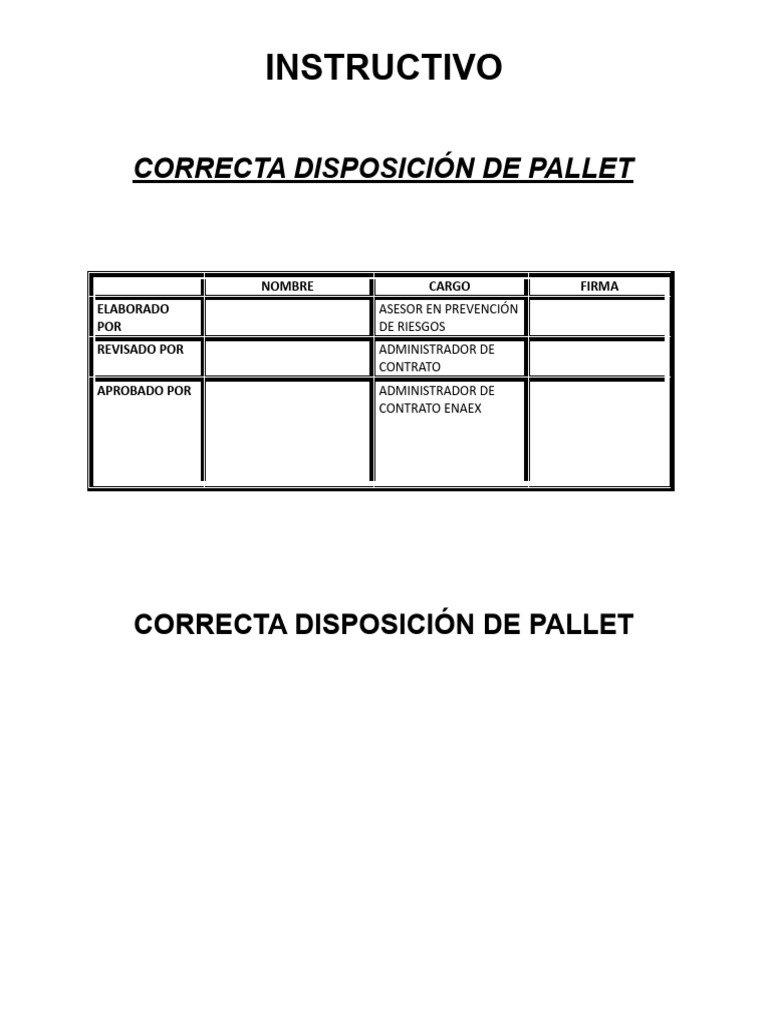 FORMATO CORRECTA DISPOSICIÓN DE PALLET | PDF