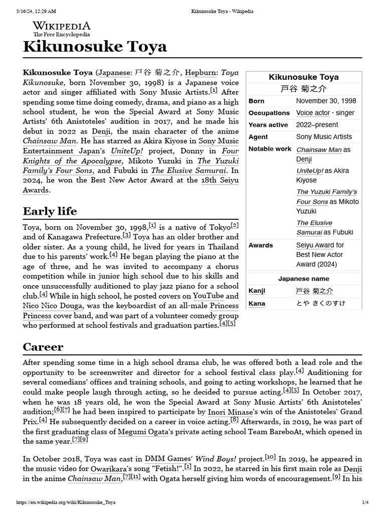 Kikunosuke Toya - Wikipedia | PDF