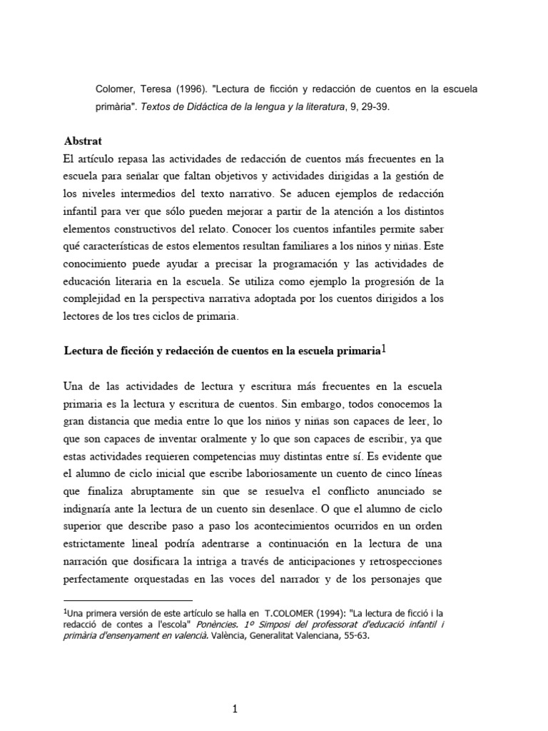 Lectura_de_ficcion_y_redaccion_de_cuento | PDF | Narración | Cuentos