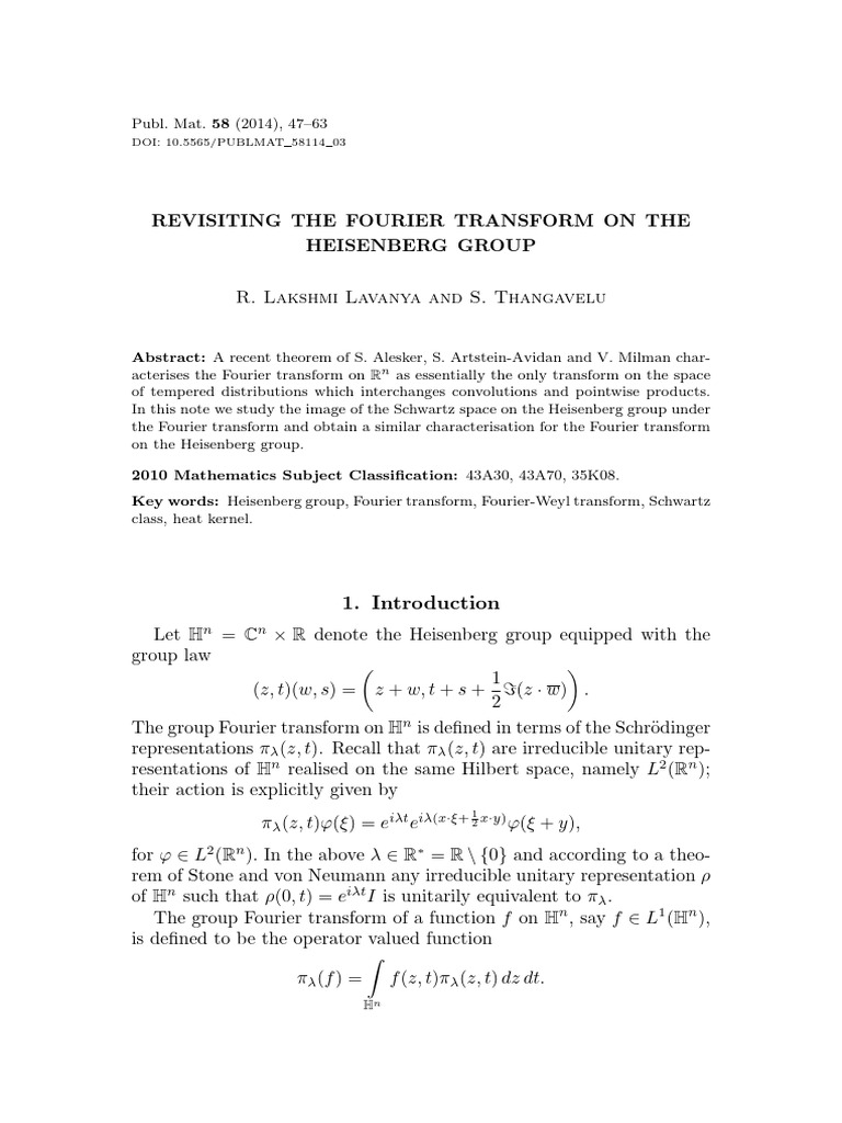 Fourier Transform on HN Properties | PDF | Fourier Transform | Convolution