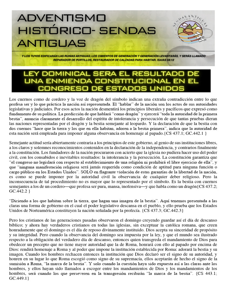Ley Dominical Sera El Resultado de Una Enmienda Constitucional en El ...