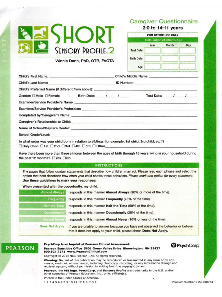 Short Sensory Profile | PDF