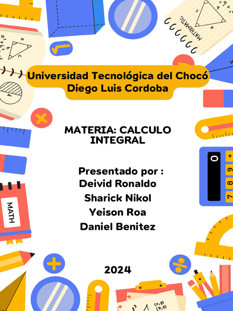 Documento A4 Portada de Matemáticas Ilustrado Multicolor - 20240417 ...