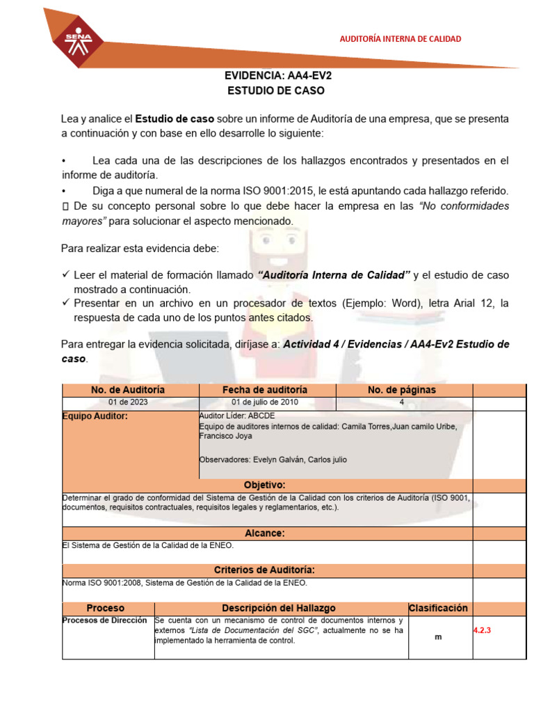 Formato-Evidencia-Aa4-Ev2-Estudio-De-Caso - Docx Yuleis Castro Sanchez | PDF | Auditoría | Business