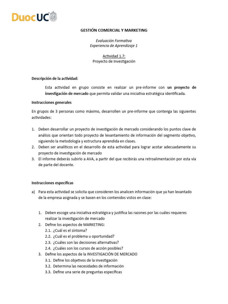 Act 1.7 - Guía de Actividades | PDF | Investigación de mercado | Marketing