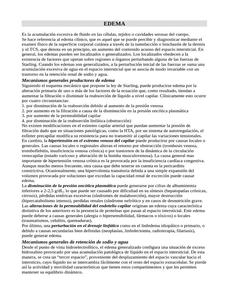 Edema | PDF | Edema | Medicina CLINICA