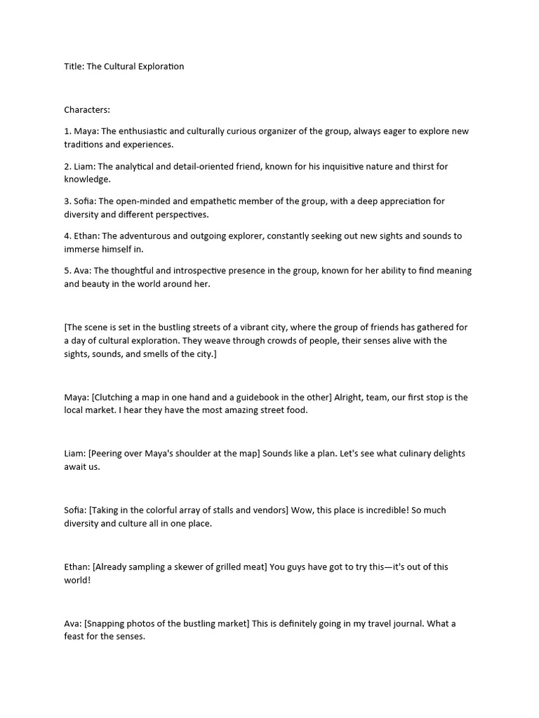 Title The Cultural Exploration | PDF | Dances