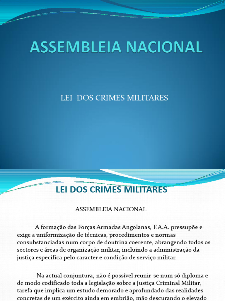Lei Dos Crimes Militares | PDF | Crime e Violência | Crimes