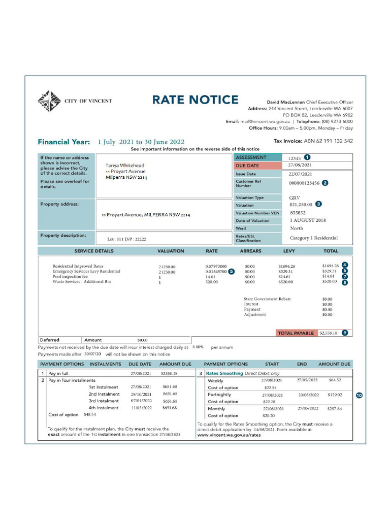 Tanya Rate Notice | PDF
