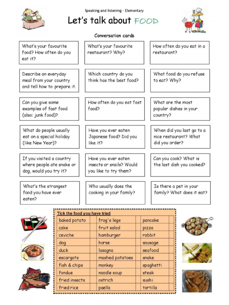 Food Worksheet | PDF