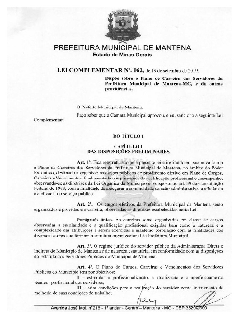 Lei Complementar #062 2019 | PDF