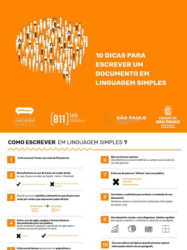 10 Dicas de Linguagem Simples | PDF | Palavra | Famílias linguísticas