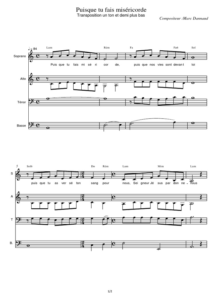 Puisque Tu Fais Misericorde | PDF | Hauteur (musique) | Musique vocale