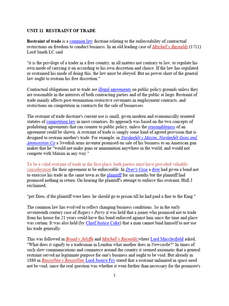 11 Restraint of Trade Unions | PDF | Restraint Of Trade | Business Law