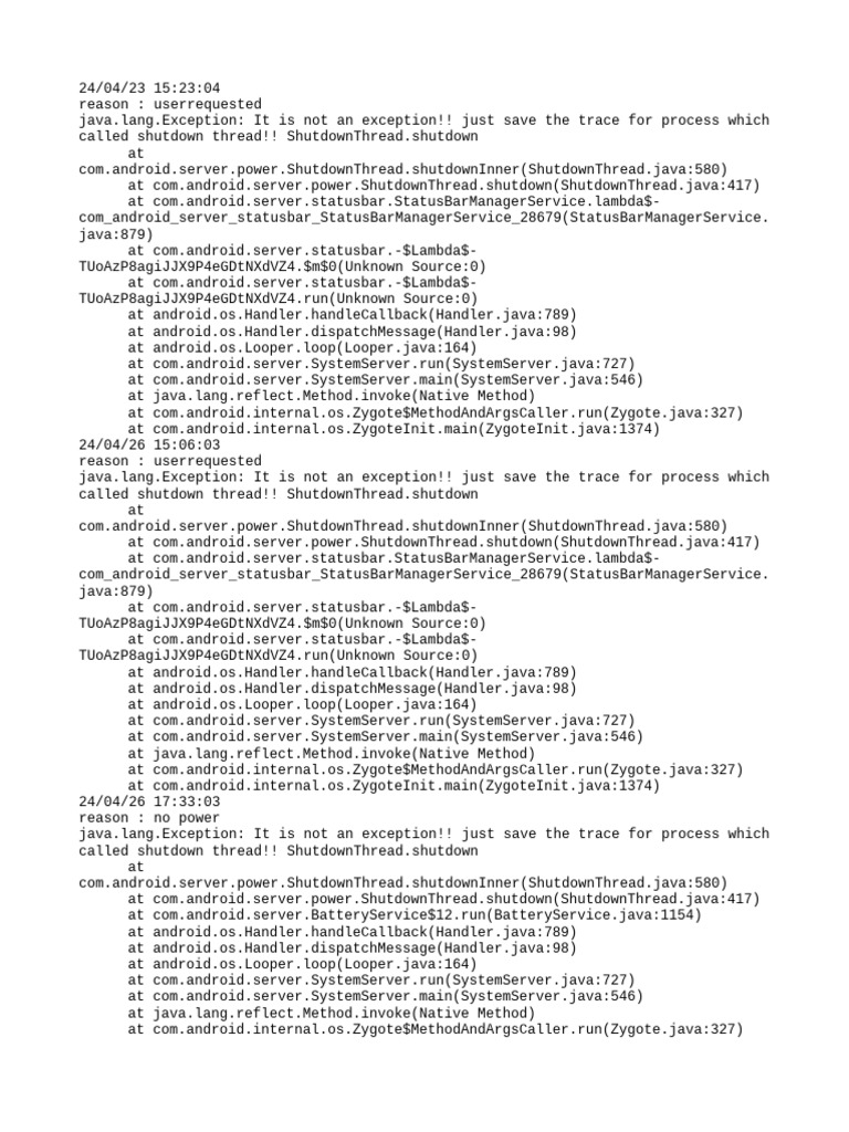 Power Off Reset Reason | PDF | Java (Programming Language) | Object Oriented Programming