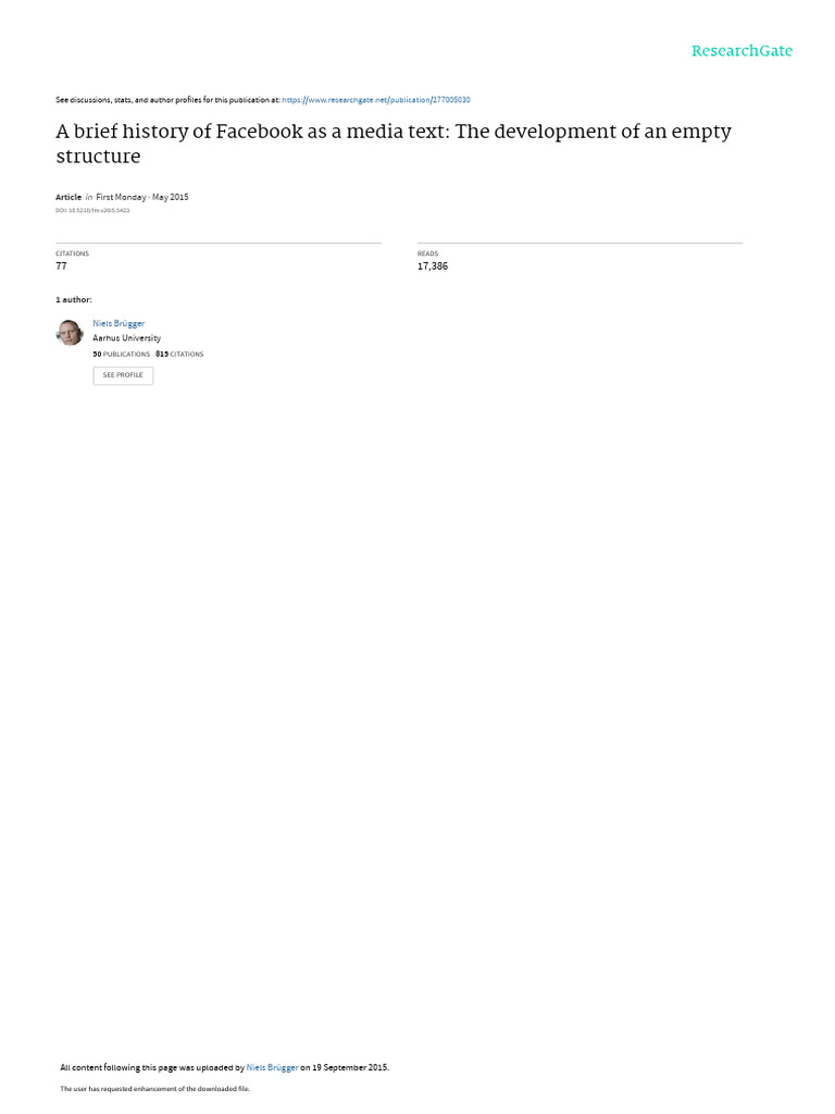 A Brief History of Facebook As A Media Text: The Development of An ...