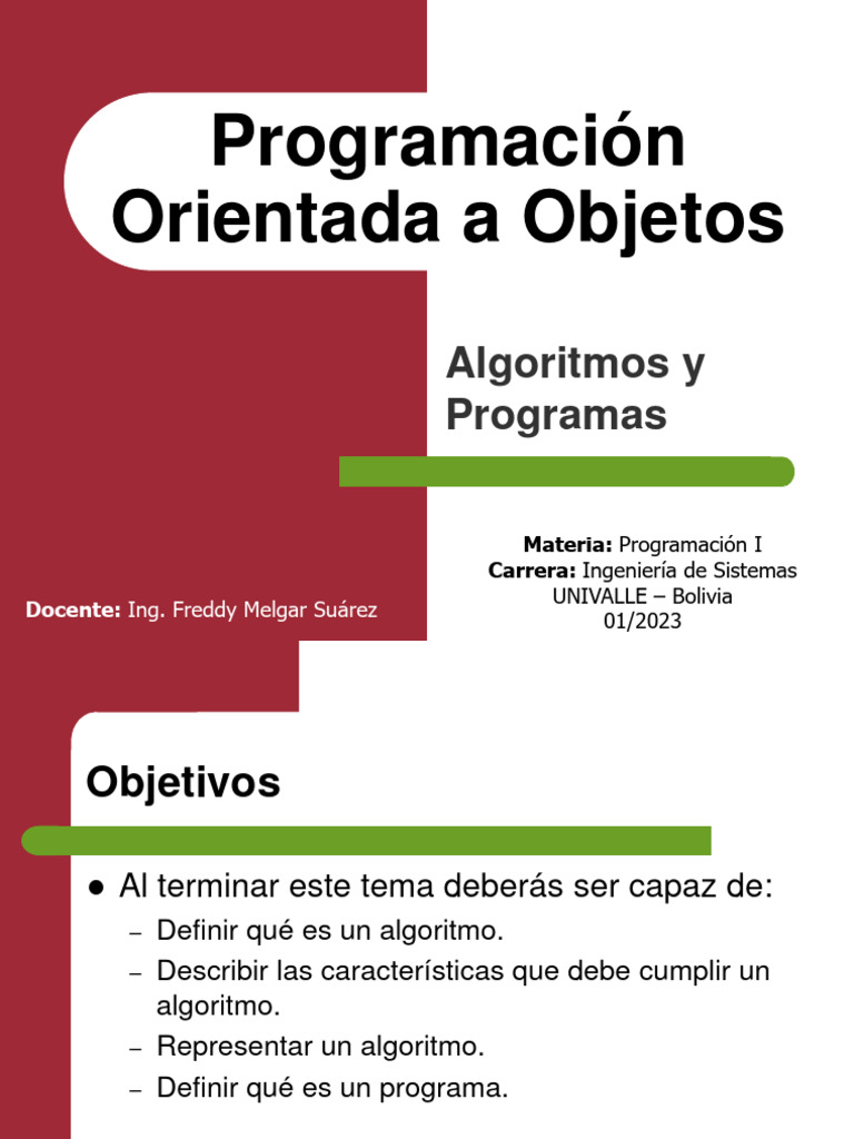 Presentación Algoritmos | PDF | Algoritmos | Programa de computadora
