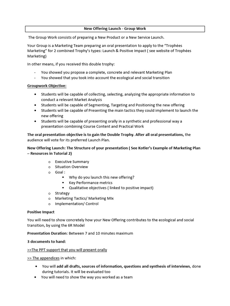 Marketing Class Group Work - Instructions | PDF | Marketing | Brand
