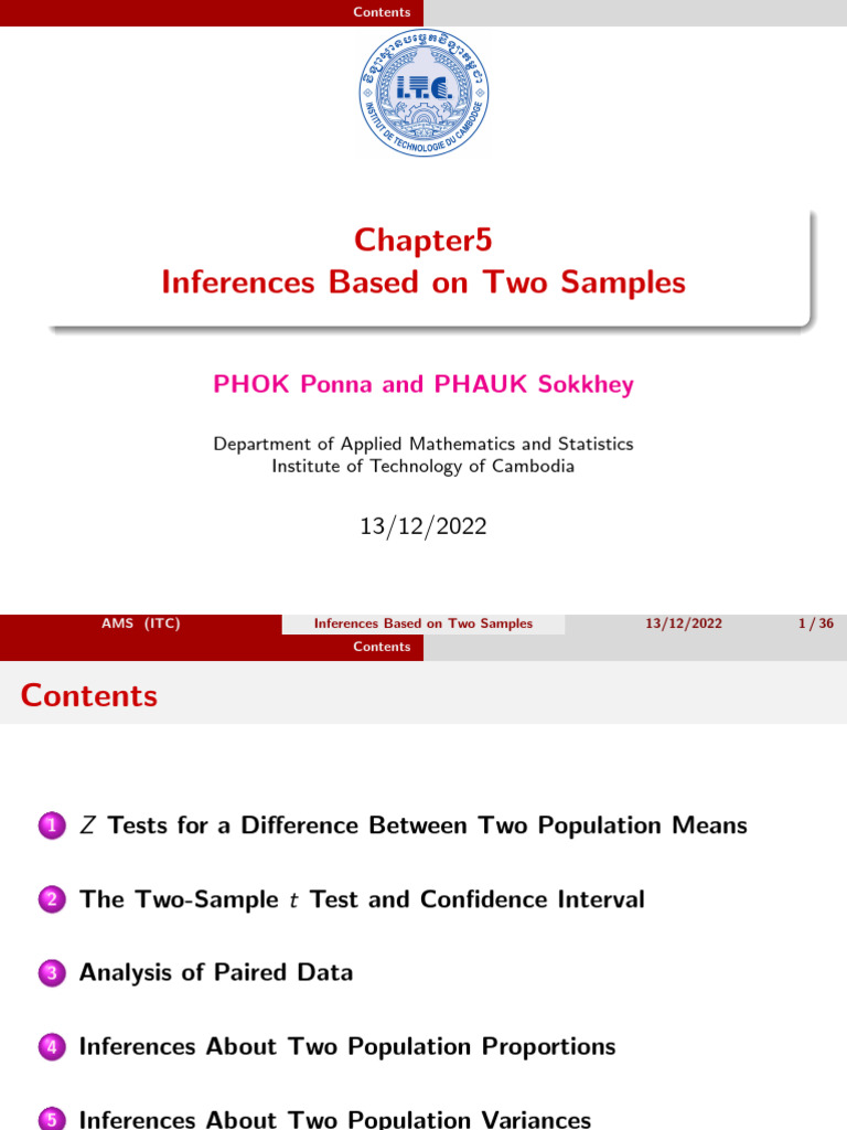 Chapter5 Infererence Based On Two Samples | PDF | Statistical Inference | Variance