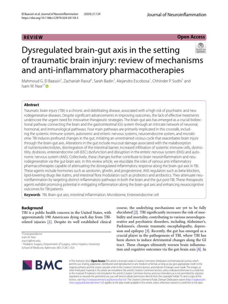 Dysregulated Brain-Gut Axis in The Setting of Traumatic Brain Injury ...