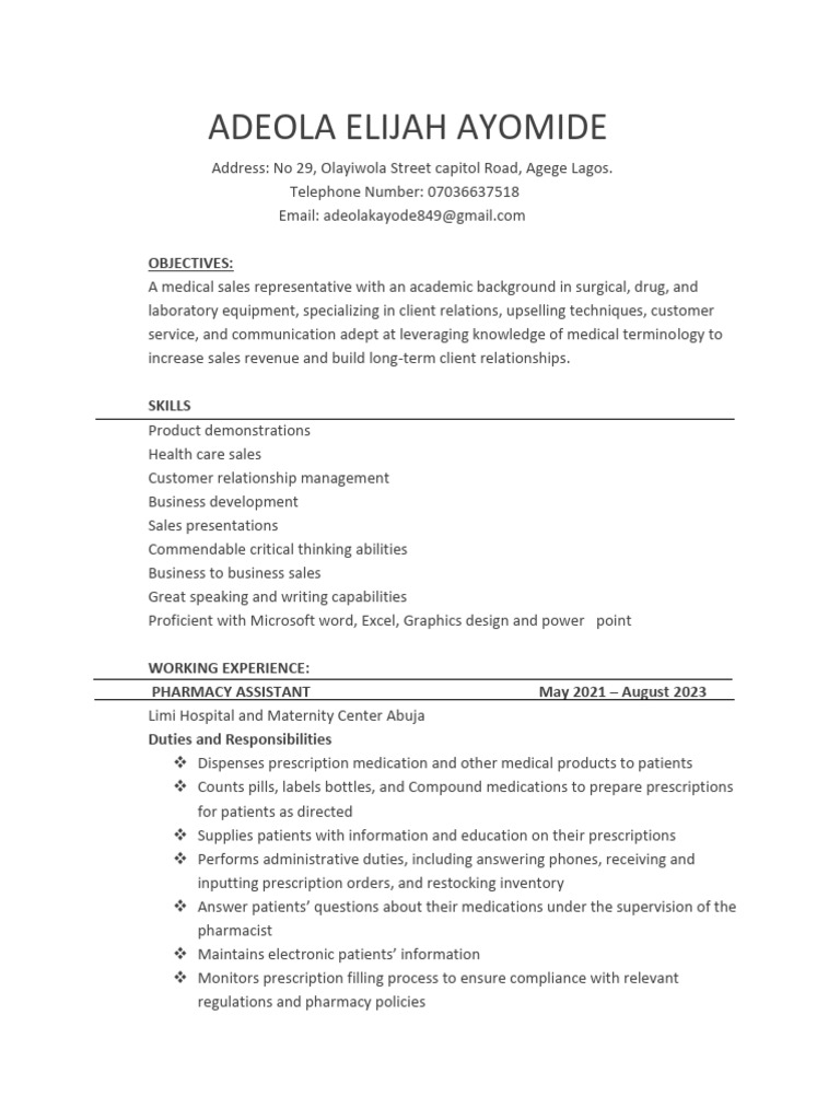 Adeola Elijah Ayo CV MSR | Download Free PDF | Medical Prescription ...