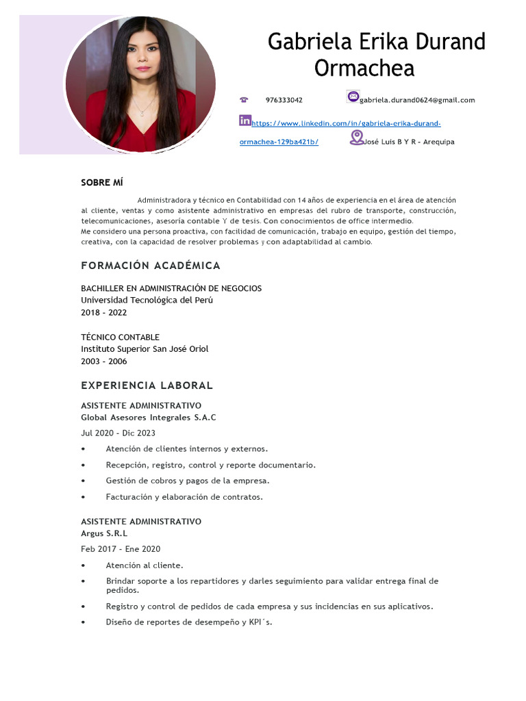CV Documentado Gabriela Durand o 2024 GD | PDF | Liderazgo | Economias